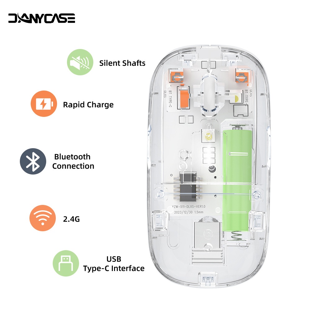 2.4G Transparent Wireless Bluetooth Mouse for Android Windows ios ...