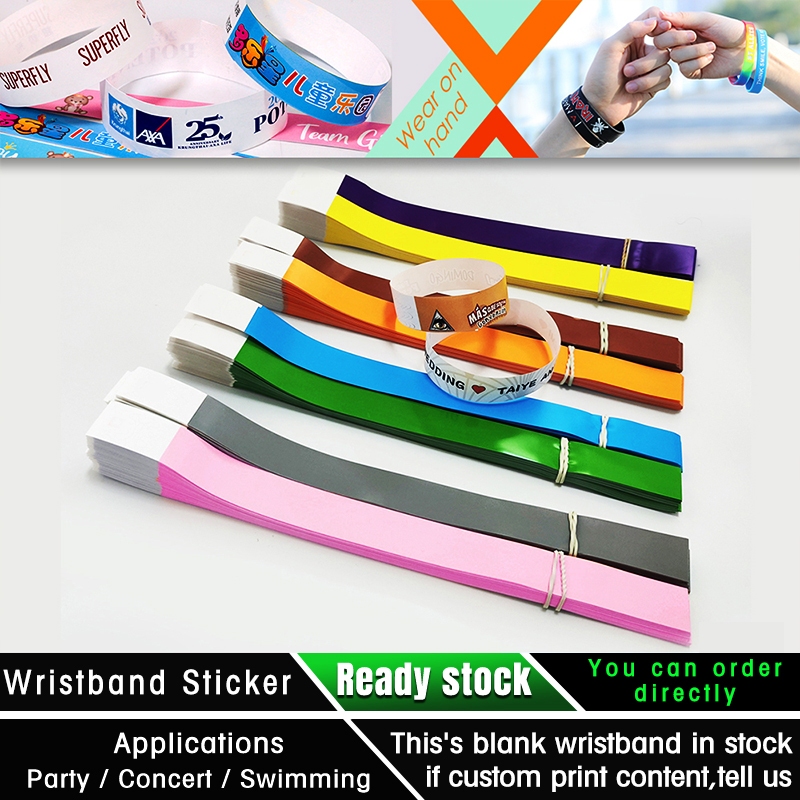 100pcs waterproof wristband resort sticker tyvek paper disposable wrist ...