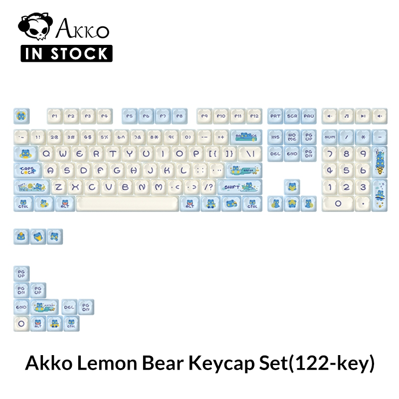 Akko Lemon Bear Keycap Set (122-key), Bear shaped OEM profile, PBT ...