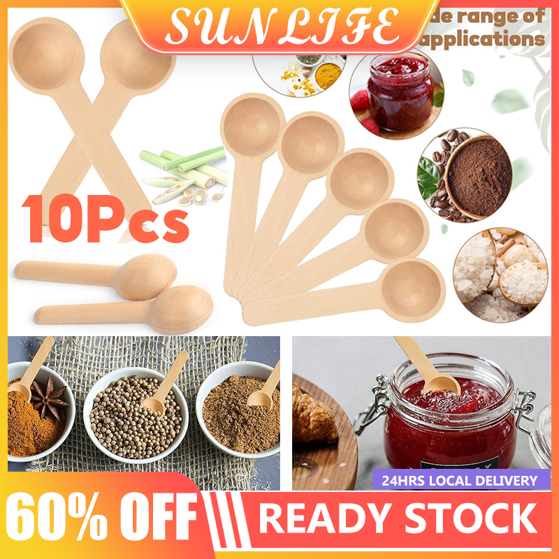 Sunlife Mini Wooden Salt Spoon Wood Seasoning Spoon for Spice Jars ...