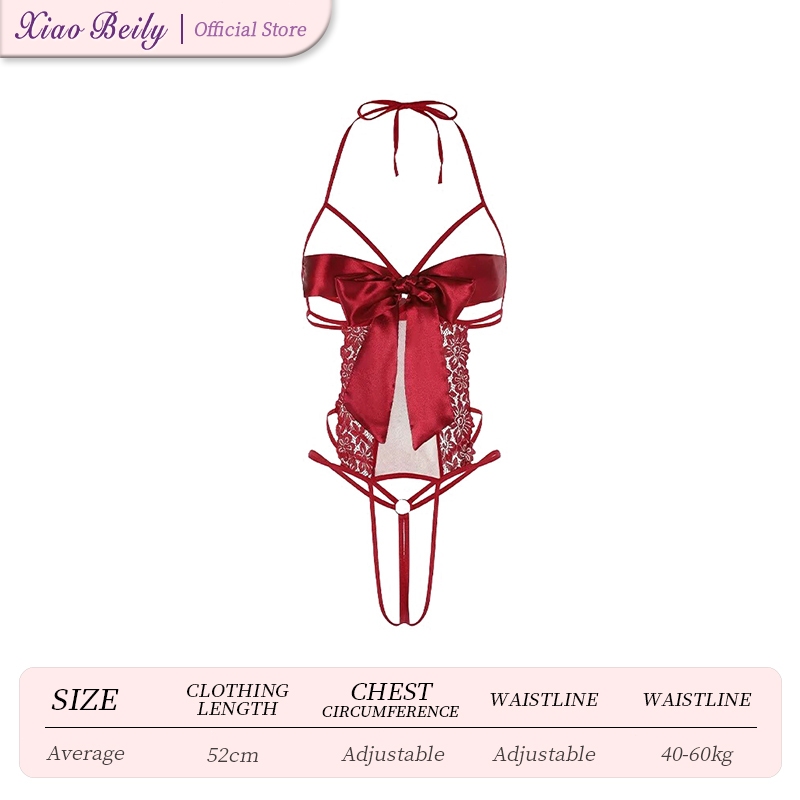 XiaoBeily Lace Temptation Sling Open Crotch Jumpsuit Underwear Sexy ...