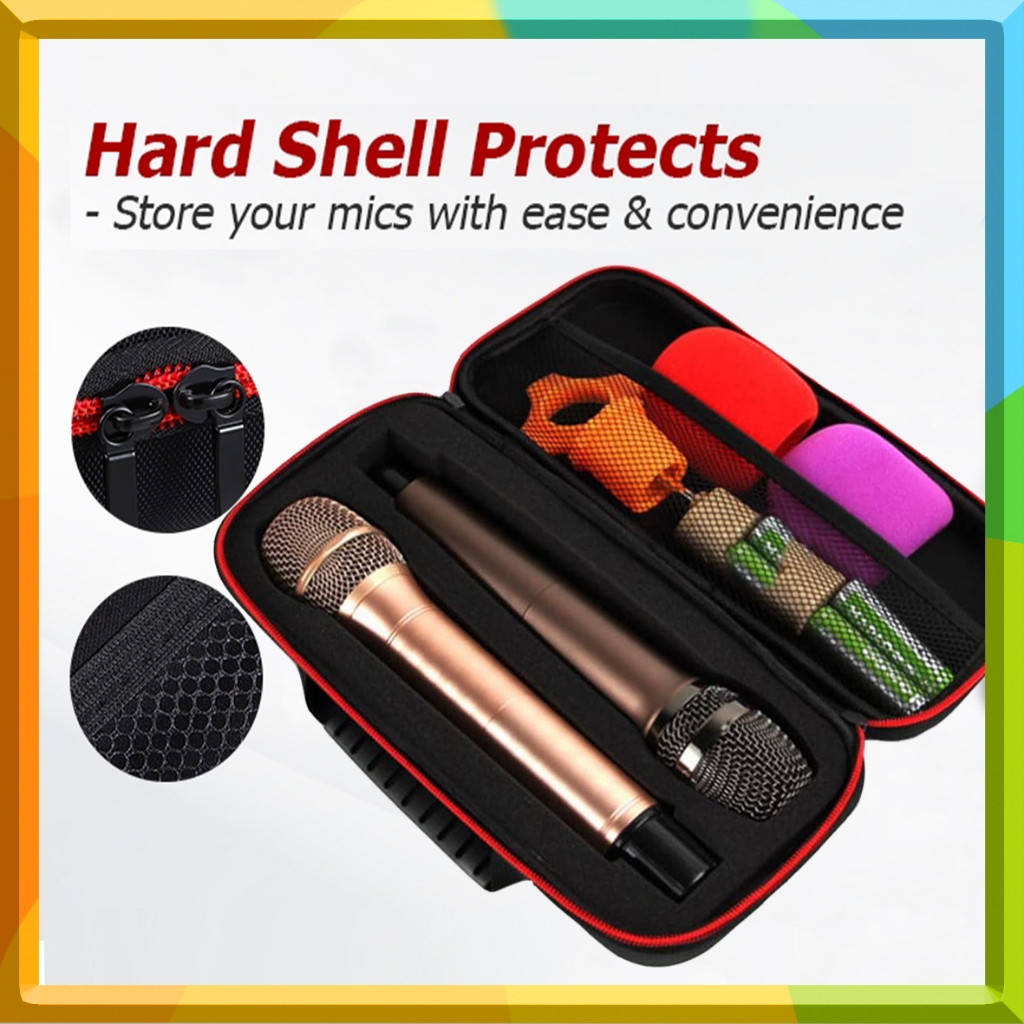 Wireless Microphone Case | Hard EVA Dual Mic Bag | Handheld Microphone ...