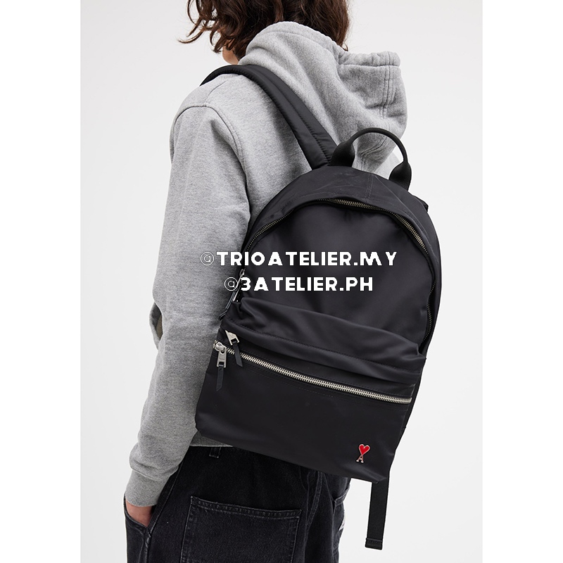 AMI-Paris Black Nylon Ami-De-Coeur Backpack | Shopee Philippines
