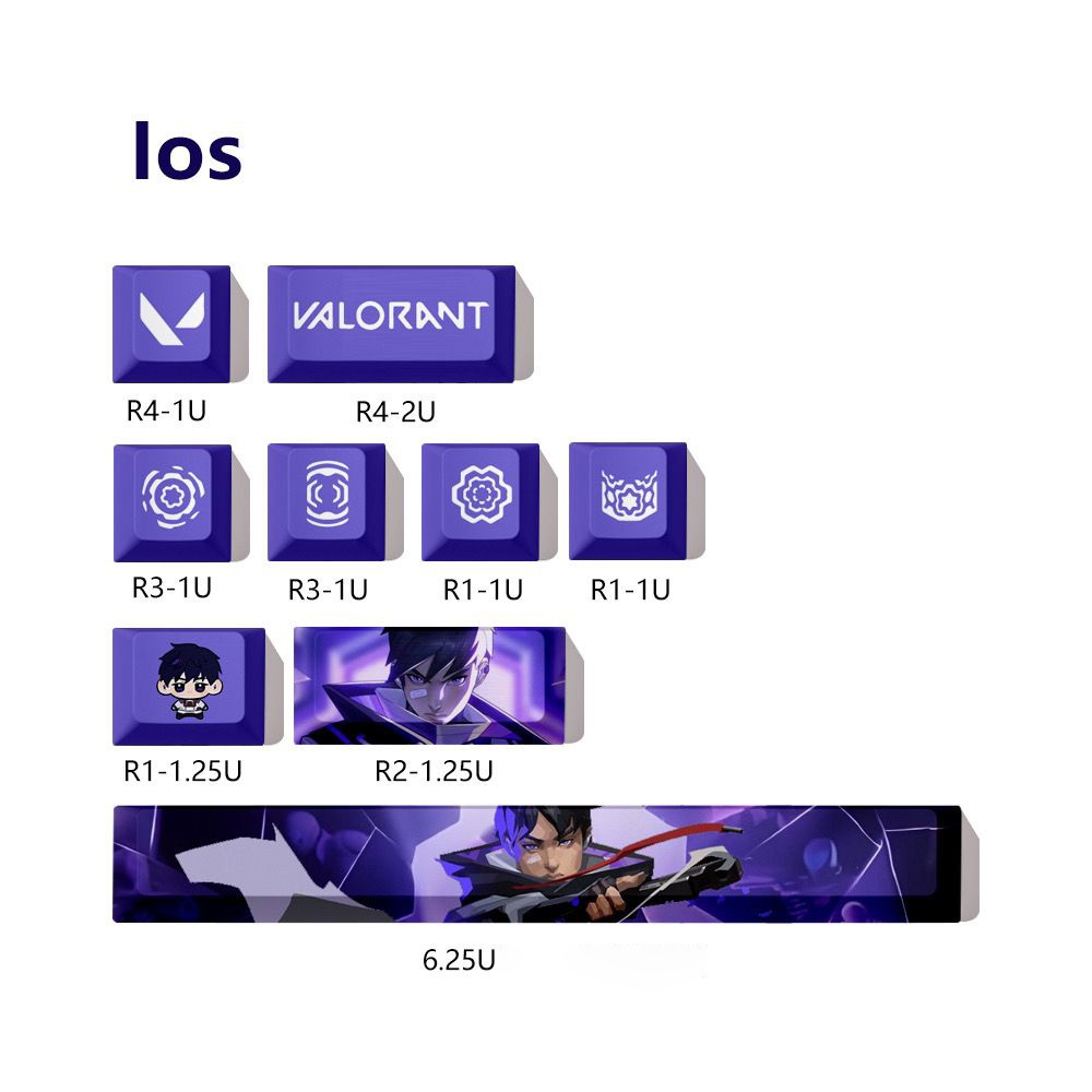 9 Keys VALORANT Keycaps Agent Skills SET For Mechanical Keyboard ...