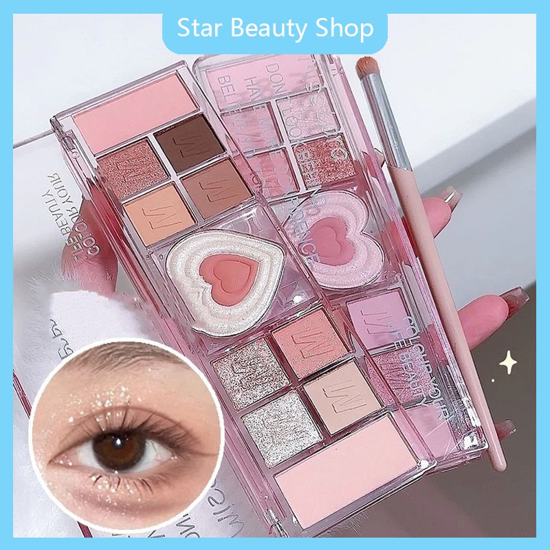 Twelve-color Eyeshadow Highlight Silkworms Blush Palette Multi-purpose ...