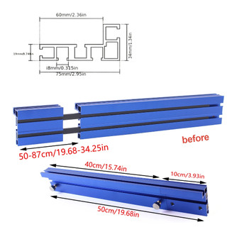 75 Type Blue Telescoping Aluminum Profile Router Fence T-Track Table ...