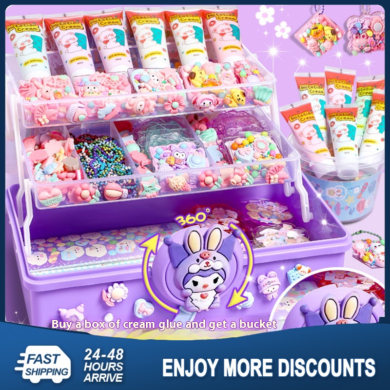 Goo Card Set Keychain Box for Girls Acrylic sticker goo card DIY Cream ...