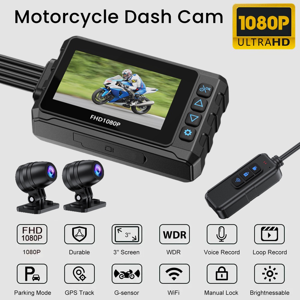 Full Body Waterproof Motorcycle Camera Recorder 3 Inch WiFi Dual 1080P ...