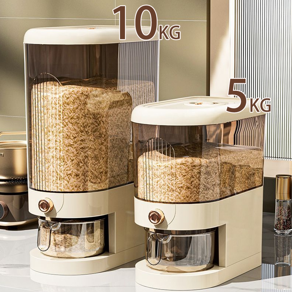 5/10KG Rice Storage Container Clear Rice Dispenser Automatic with Cup ...