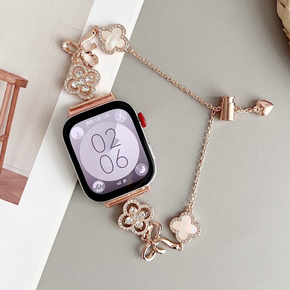 Clover Diamond Metal Strap For Huawei Watch Fit 3 Strap Elegant Huawei ...