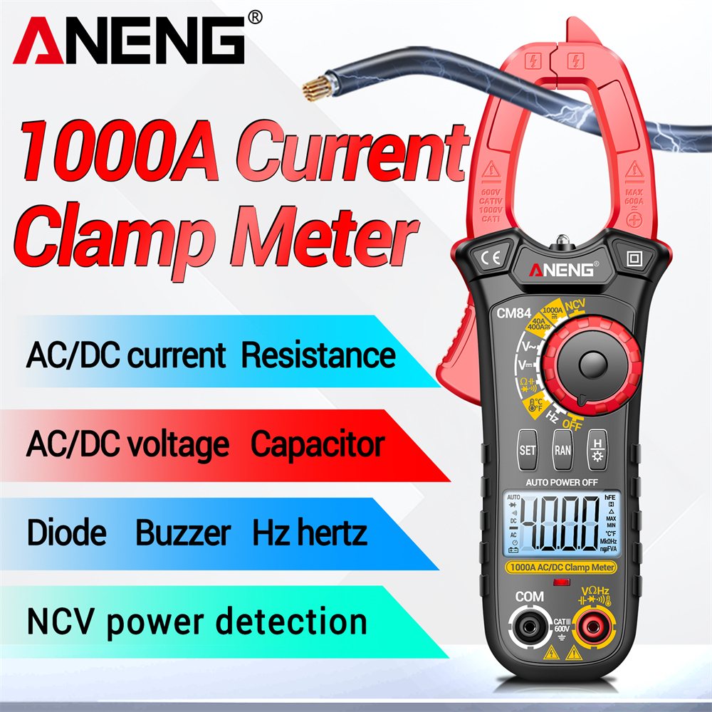 ANENG CM84 Clamp Meter 4000 Count DC/AC Current Voltage Multimeter ...