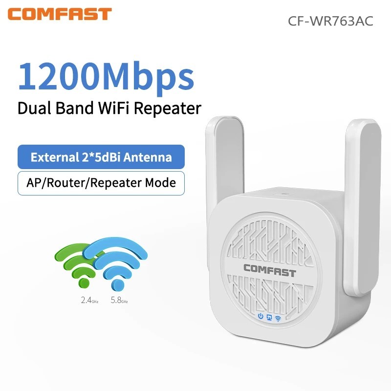 Comfast 1200Mbps WiFi Repeater Wireless 5g Wifi Signal Booster Dual ...