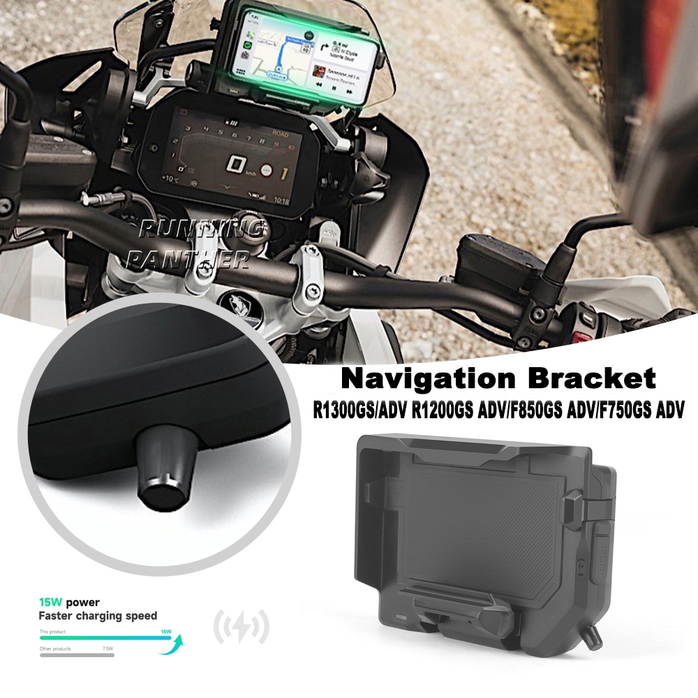 Motorcycle Wireless Charging GPS Phone Holder Navigation Bracket For ...