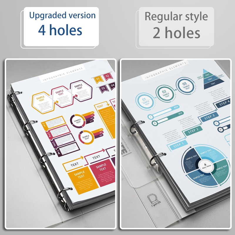 A4 Four-Hole Binder Large Capacity File Folder Portable Buckle File ...