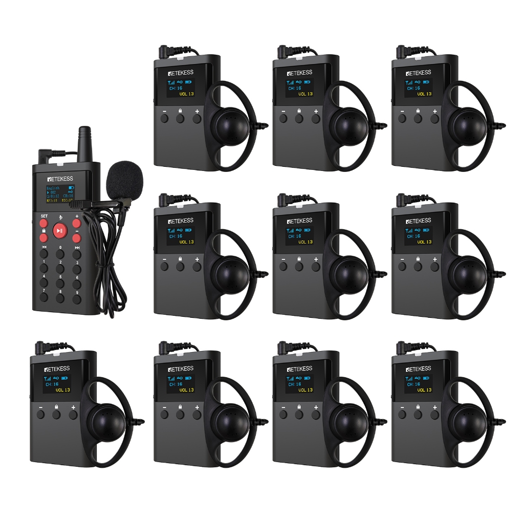 Retekess TT127 Wireless Tour Guide System Automated Tour Guide System 200m Supports 41 languages ...