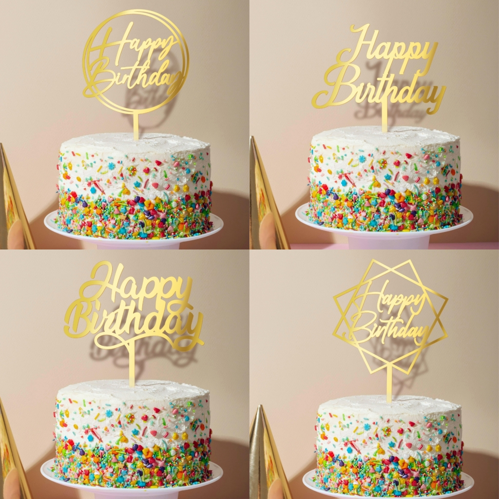 10 Pieces Happy Birthday Cake Toppers, Acrylic Cake Topper Birthday ...