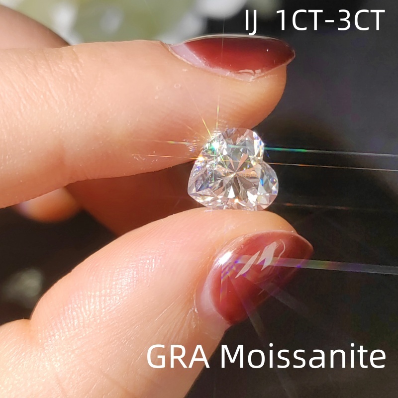 IJ GRA Moissanite heart 1CT-3CT Inlaid jewelry accessories | Shopee Philippines