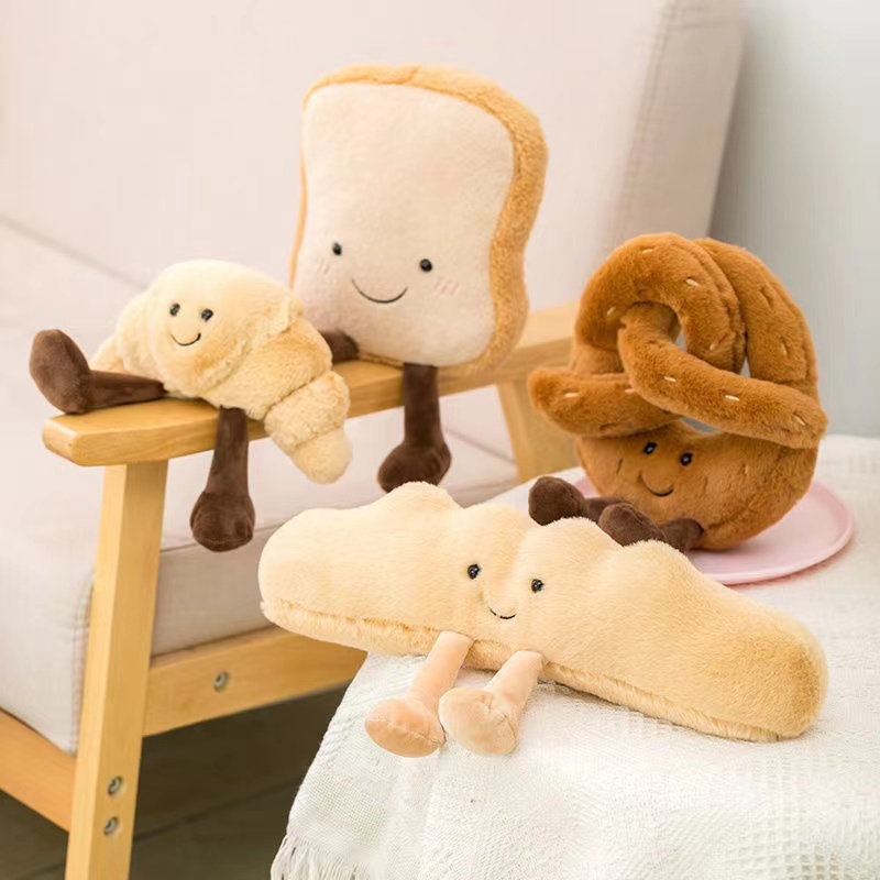 Nordic Cute Soft Food Croissant Plush Toy Sliced Toast Bread Salt ...