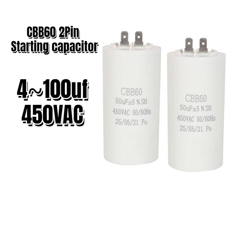 Cbb60 2Pin 4uf~100uf 450V Starter Capacitor Washing Machine Water Pump Capacitor | Shopee ...