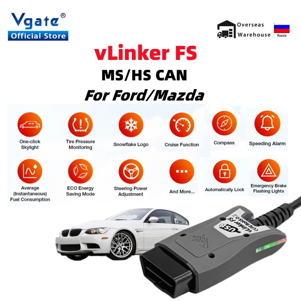 Vgate ELM327 vLinker FS USB OBD2 Scanner Car Auto For Ford Mazda OBDII ...