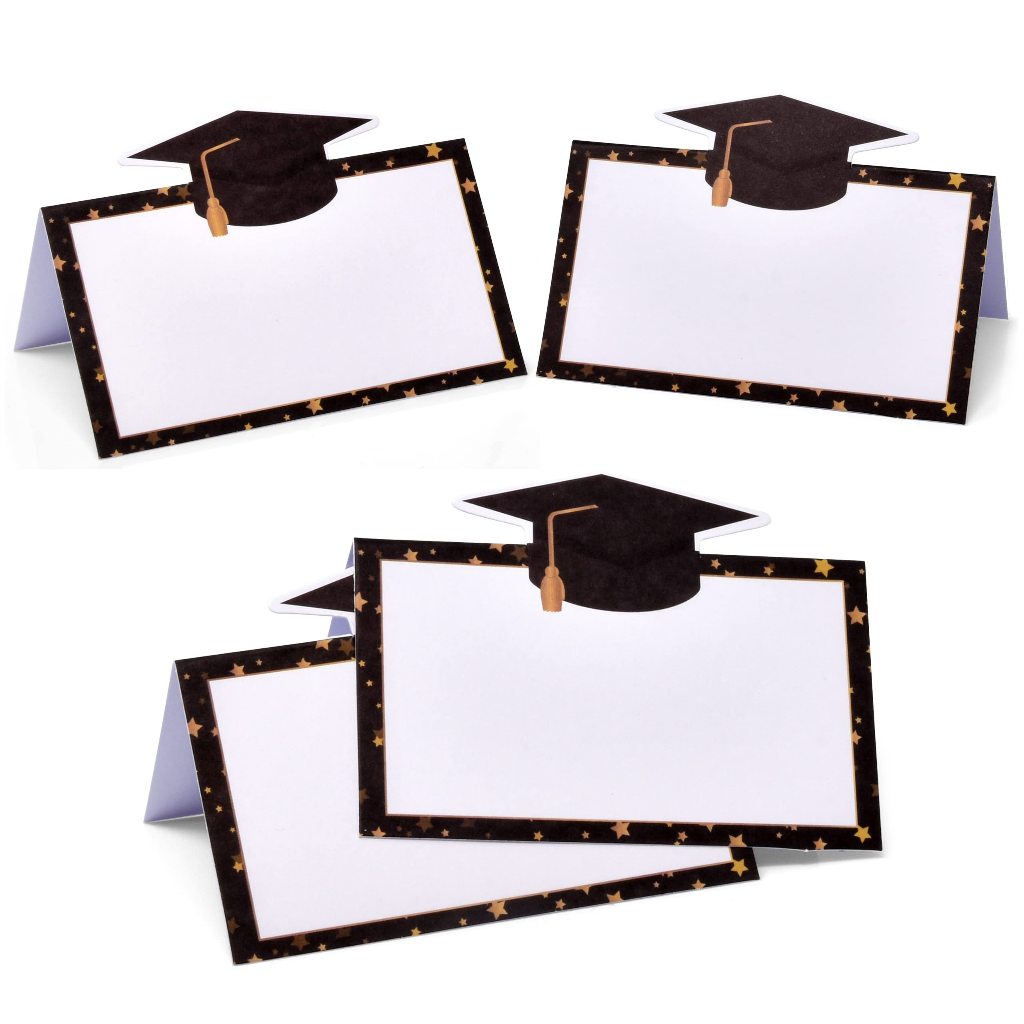 20 Pcs/Pack Bachelor's Hat Folding Cards Graduation Party Table Seat ...
