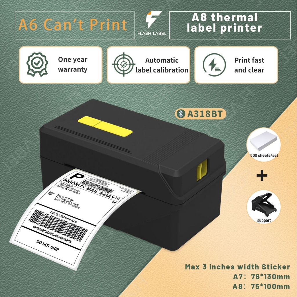 Flashlabel A8 Size Thermal printer-A318, 3 inch Waybill Stikcer ...