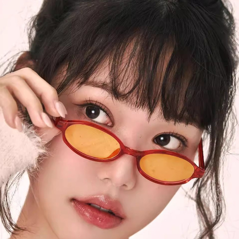 Y2K Vintage Red Clear Lens Narrow Rectangle Eyeglasses for Women Girls ...