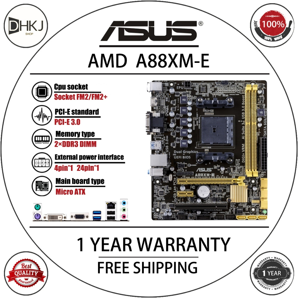 USED A88XM-E/USB3.0 Motherboard AMD A88X Socket FM2/FM2+ DDR3 32GB support AMD A10-6700T A10 ...