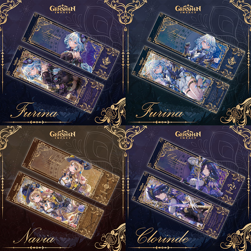 Genshin impact bookmark Furina laser ticket role dress drawing double ...