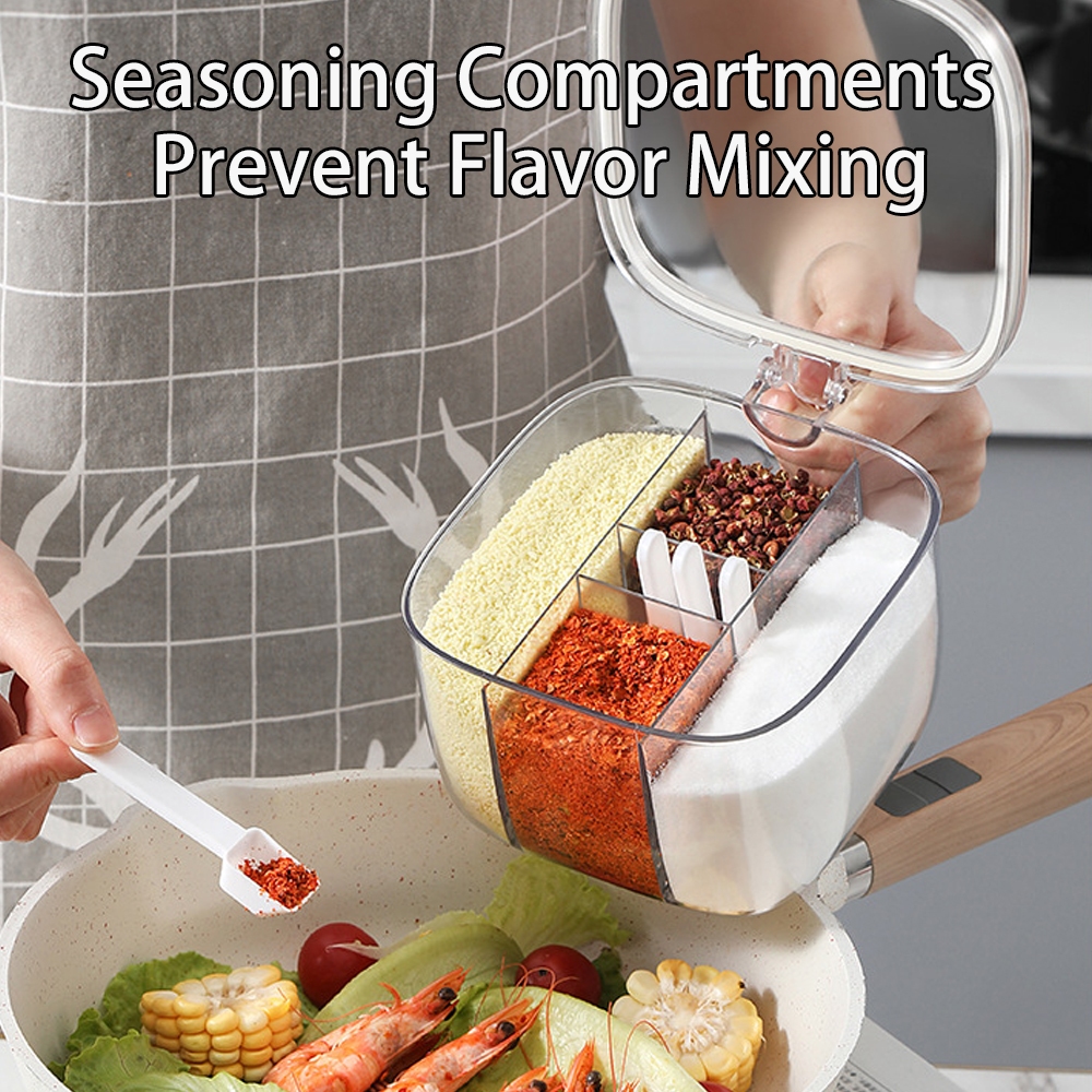 4 in 1 Seasoning Box with Spoon Kitchen Supplies Seasoning Bottle Spice ...