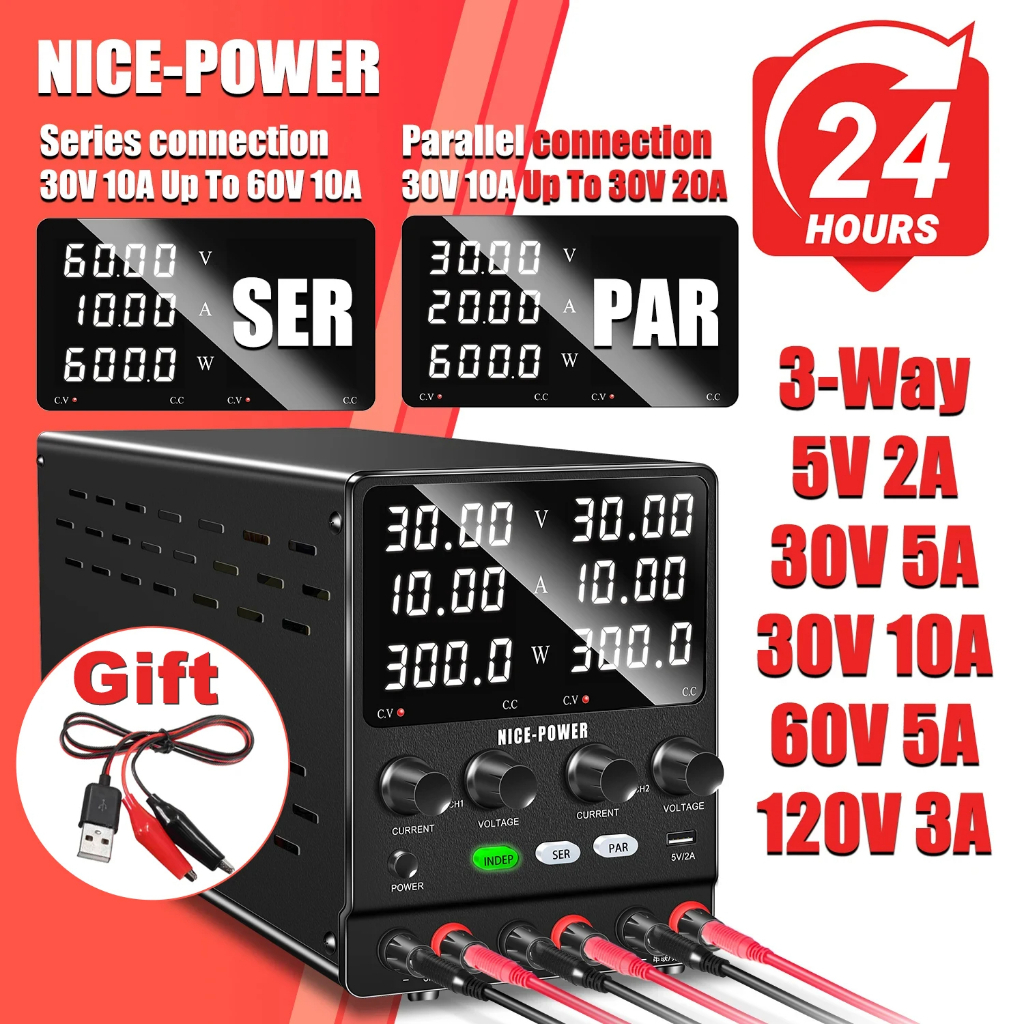 NICE-POWER SPS3010-2KD 300W Variable Dual-Channel Power Supply Lab 3 ...