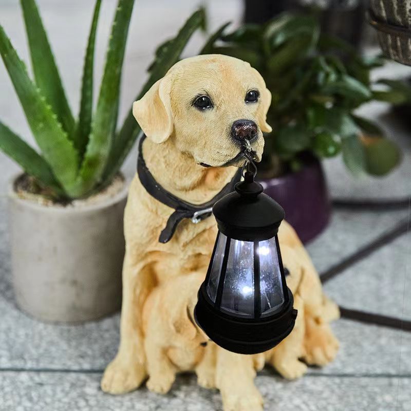 Dog Night Light Solar Powered Resin Ornament For Garden Decor Outdoor ...