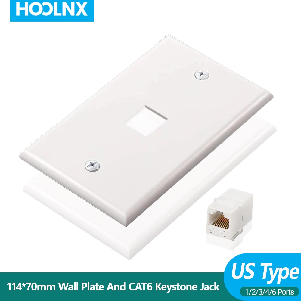 HOOLNX CAT6 Ethernet US Wall Plate Outlet , 1/2/3/4/6 Port RJ45 Network ...