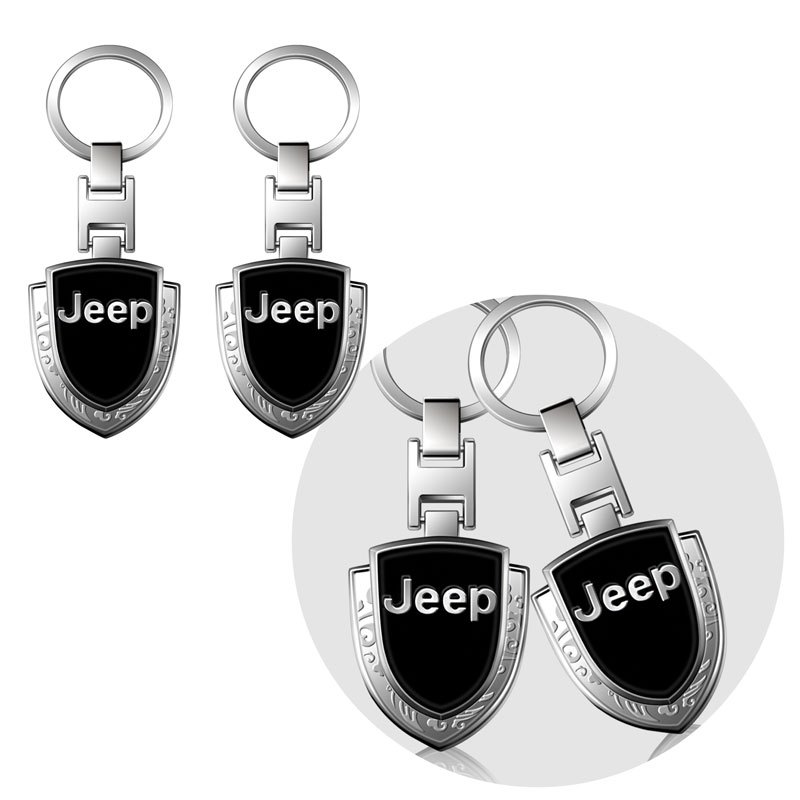 Car Keychain 3D Metal Car Logo Shield Shaped Keyring For Jeep Renegade ...