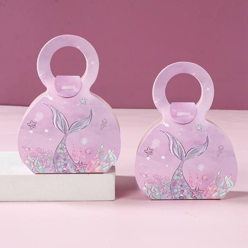 12pcs Purple Mermaid Gift Boxes Little Mermaid Treat Handbag Baby ...