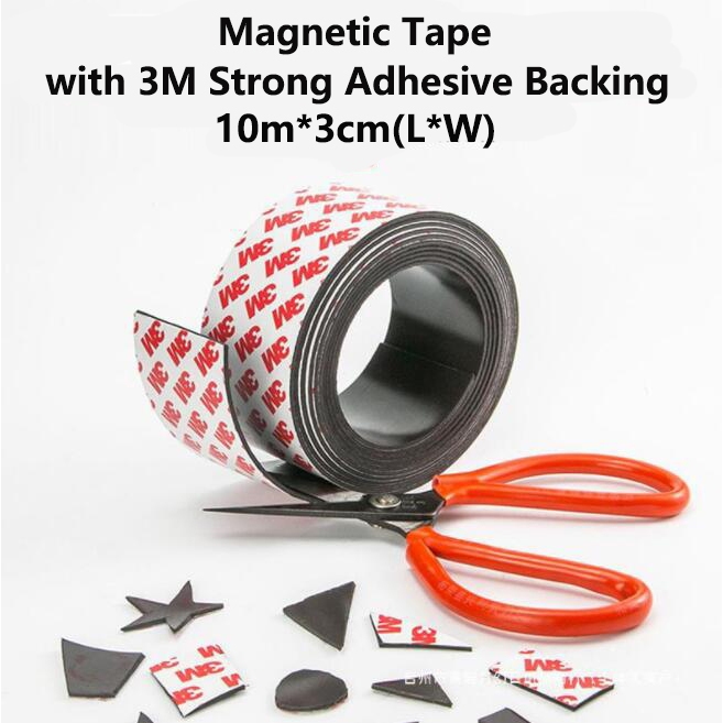 3M Magnetic Strip Tape Rolls - 10m*3cm Strong Magnet Tape with 3m ...
