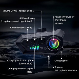 Helmet Intercom Headset Motorcycle Bluetooth Wireless Y10 For 2 Riders ...