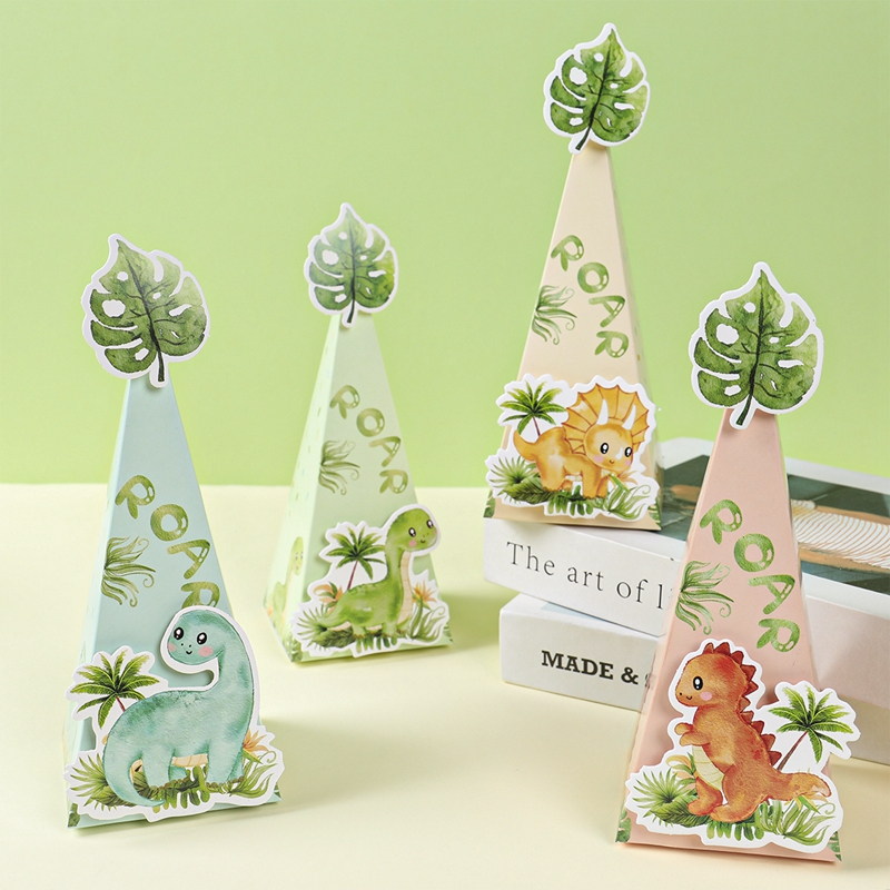 6pcs Mixed Dinosaur Triangle Candy Box Dinasour Birthday Theme Birthday ...