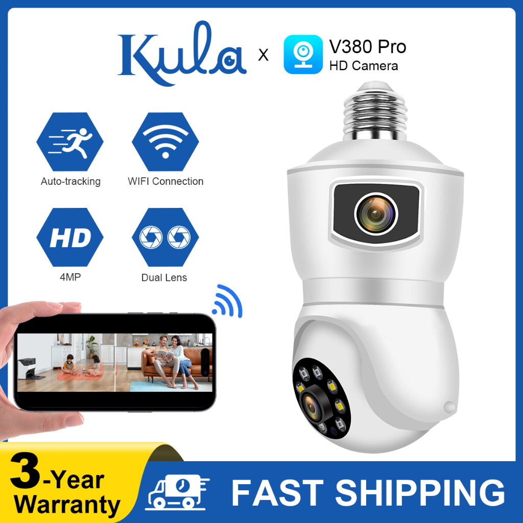 V380 PRO 360° Panoramic Camera ptz control with phone Dual Lens Night ...