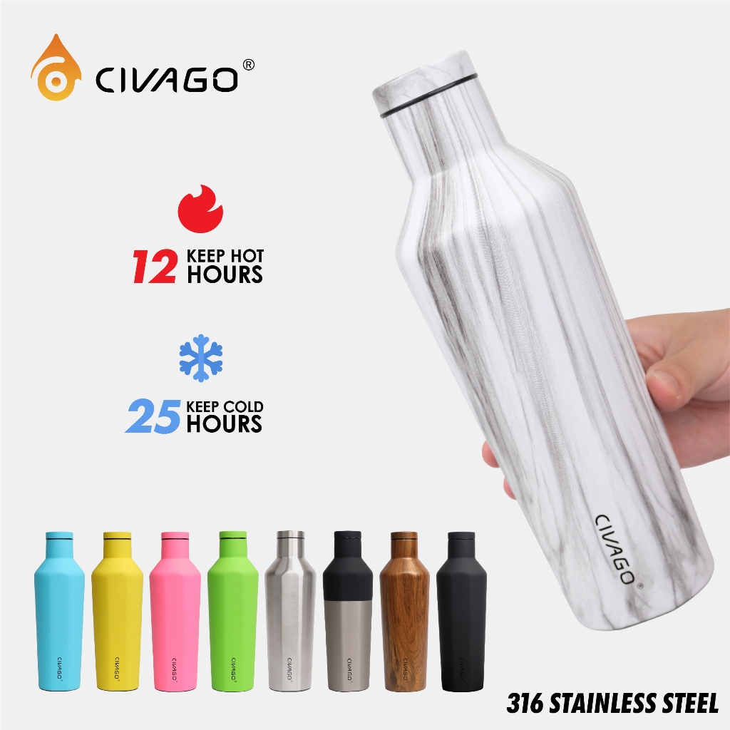 CIVAGO（16oz）Triple Vacuum Insulated Tumbler Flask Stainless Steel Hot ...