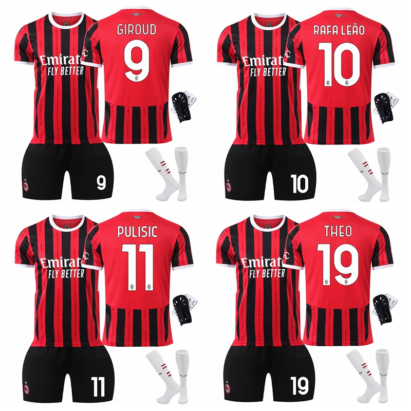 2024-25 Season AC Milan Home Football Adult Kids Jersey Giroud Leao ...