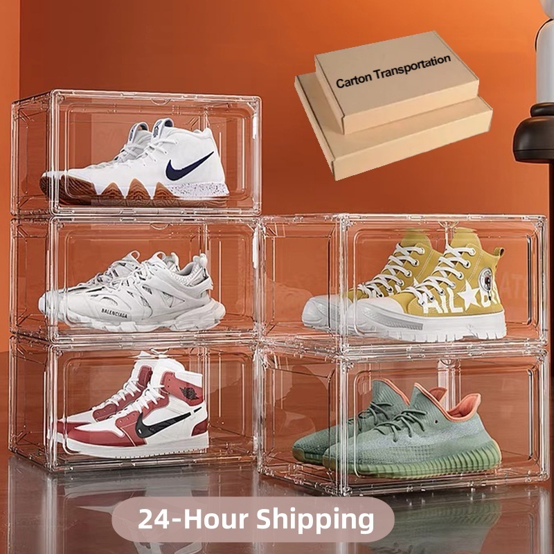 transparent sneaker shoes rack cabinet Acrylic Shoe Box Magnetic Clear ...