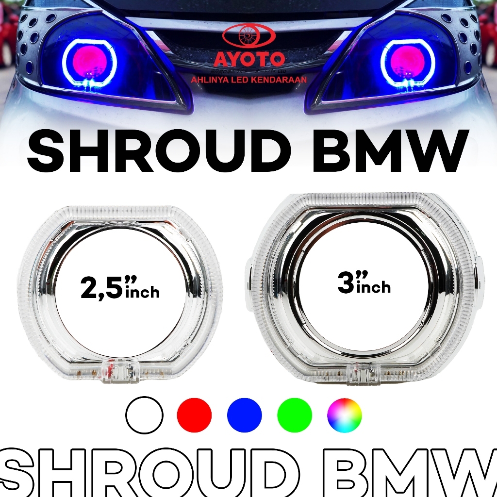 AYOTO projector Shroud angel eyes crystal LED light bulb BMW 2.5inch ...