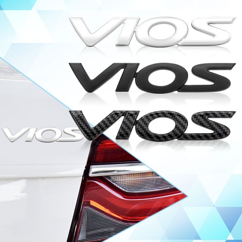 3D VIOS Logo Car Rear Tail Trunk Emblem Sticker For Toyota VIOS Letter ...
