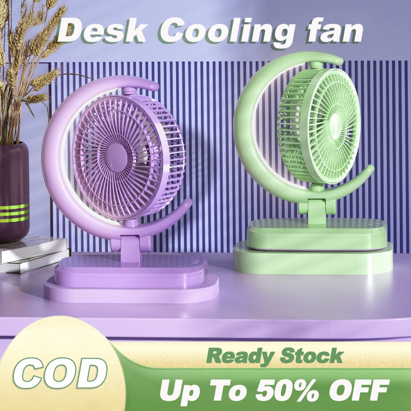 Rechargeable Cordless Desk Fan Mute 4 Speeds Table Fan with 3 Colors ...