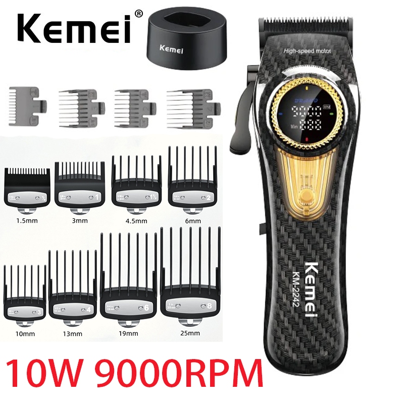 Kemei 2242 Professional Cordless Hair Clipper Barber Electric Hair Trimmer Rechargeable Fade ...