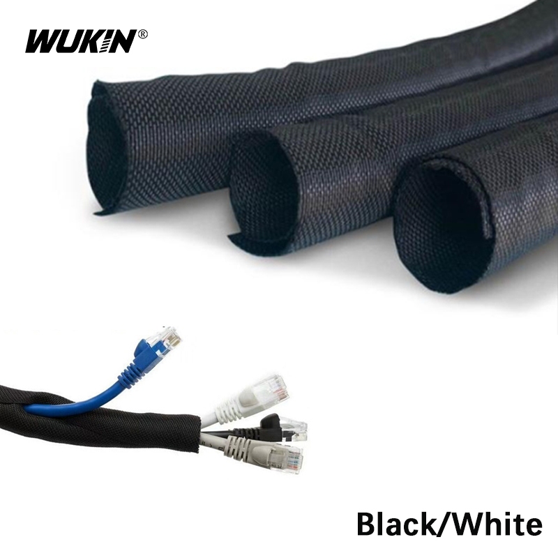Black/White Self Closing PET Expandable Braided Sleeve Self-Closed ...