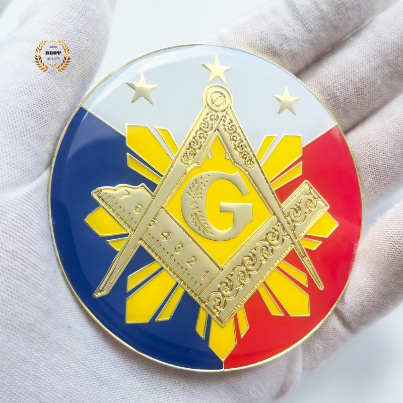 3 Inch Solid High Quality Metal MASON Emblem Sun Flag Masonic Car logo ...