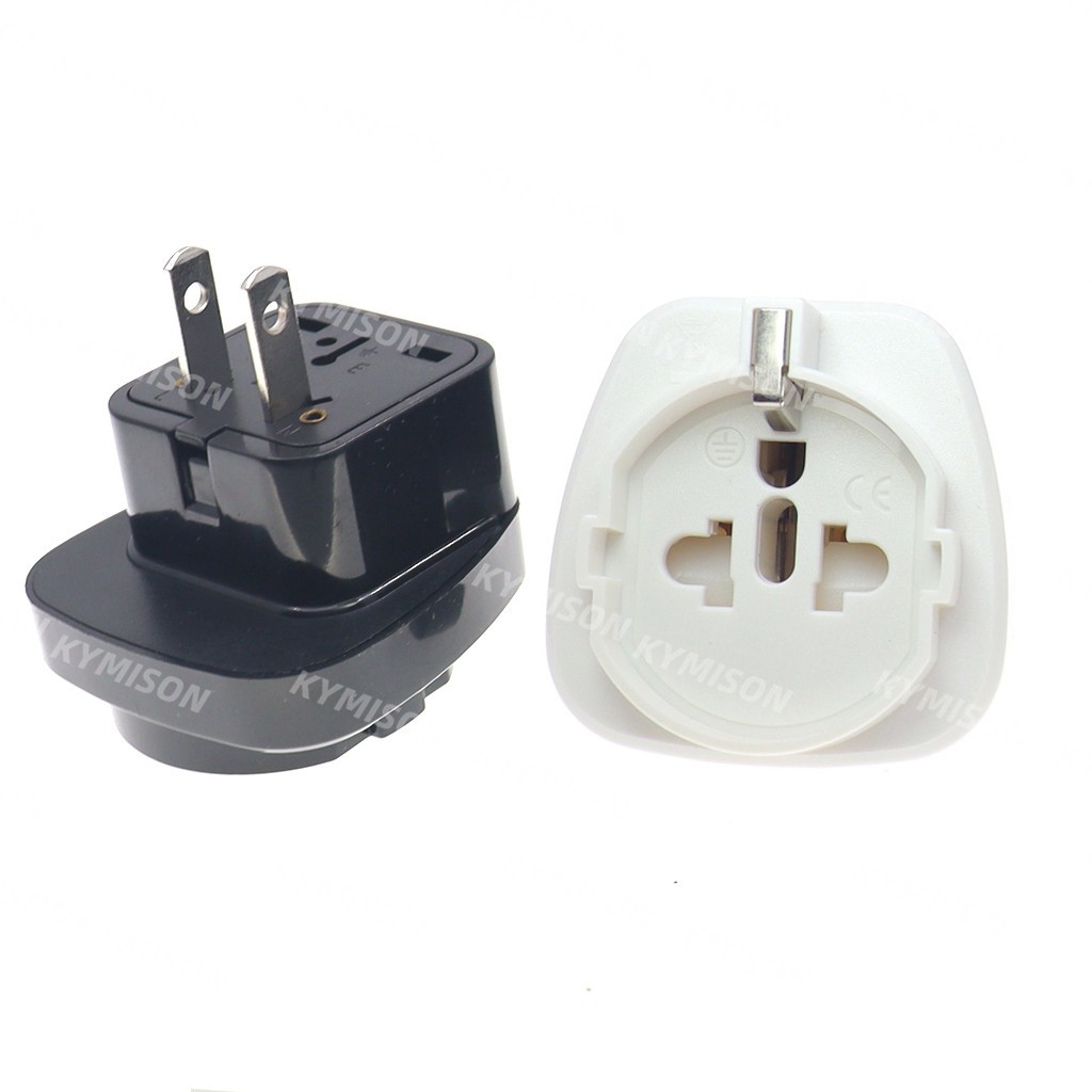 Universal 2 Flat Parallel Pins US Adapter, Embedded Swiss Italy Inlet ...