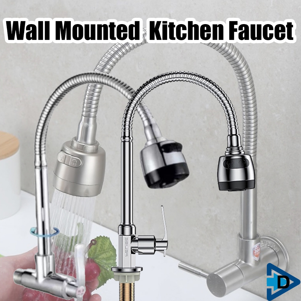 360° Flexible Pull Faucet with Sprayer 304 Kitchen Faucet Stainless ...